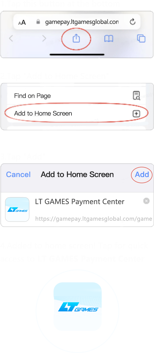 lt games payment center add to home screen